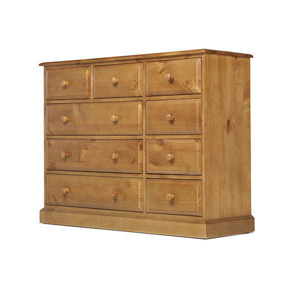Country Pine 9 Drawer Chest of Drawers - Lifestyle Furniture UK