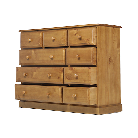 Country Pine 9 Drawer Chest of Drawers - Lifestyle Furniture UK