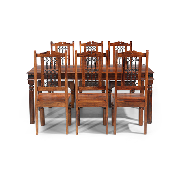 Jali Sheesham 180 cm Thakat Dining Table and 6 Chairs - Lifestyle ...
