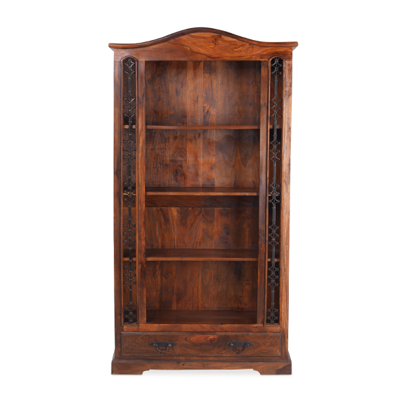 Jali Sheesham Tall Bookcase with Drawer - Lifestyle Furniture UK