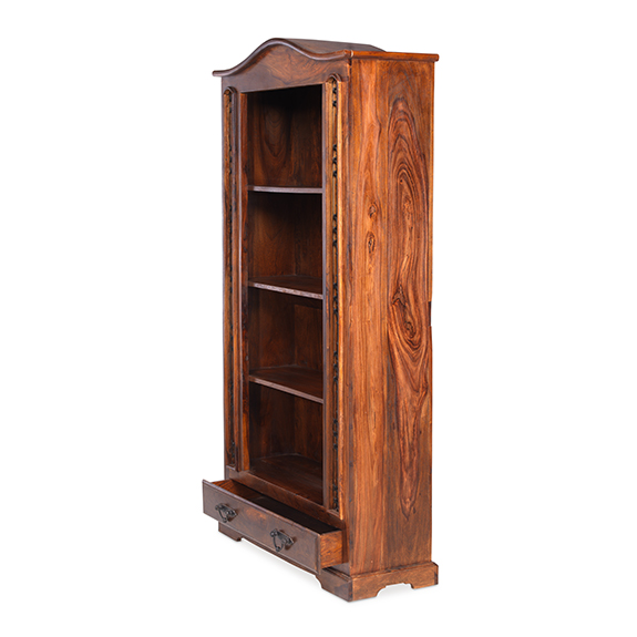 Jali Sheesham Tall Bookcase with Drawer - Lifestyle Furniture UK