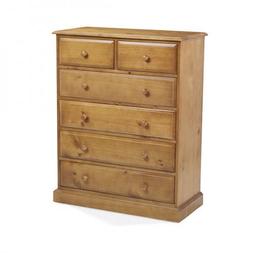 Country Pine 6 Drawer Chest of Drawers Lifestyle Furniture UK