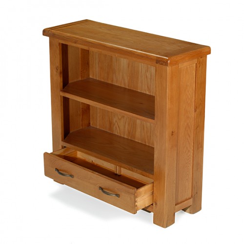 Emsworth Oak Low Bookcase with Drawer Lifestyle Furniture UK